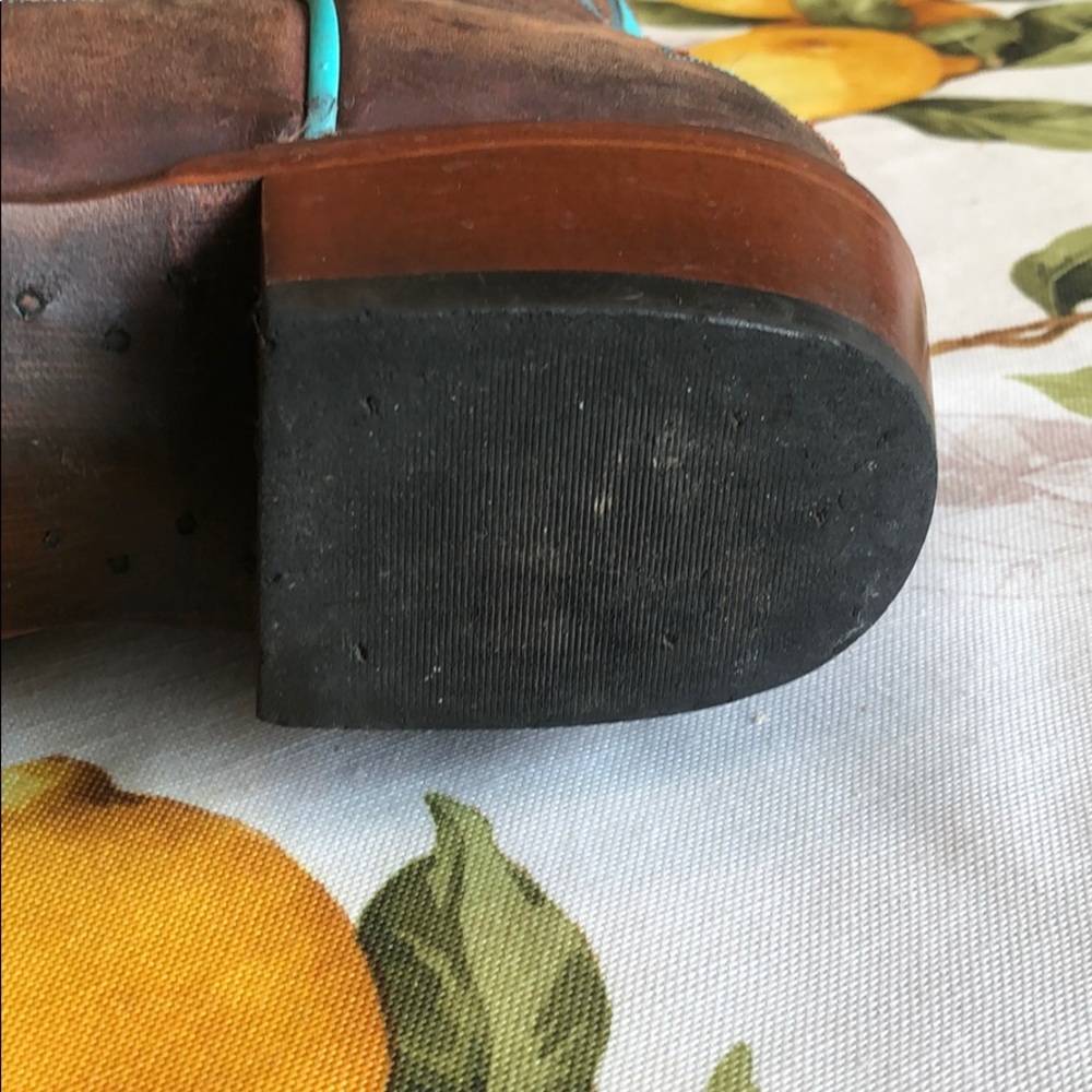 Johnny Ringo Boots With Turquoise Decal Design. - Gem